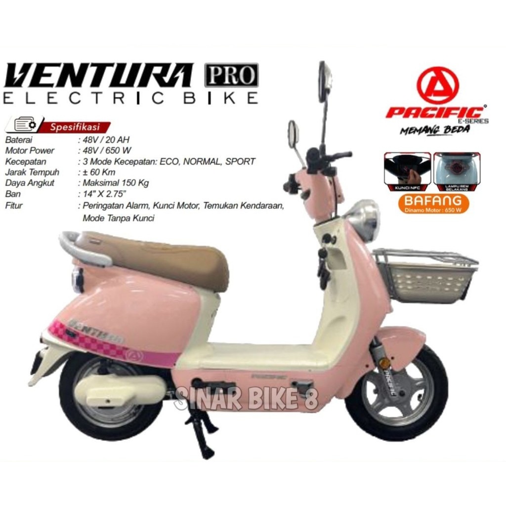 Jual Sepeda Listrik / EBIKE PACIFIC VENTURA PRO 20 AH Electric E-Bike 650 Watt BERGARANSI ...