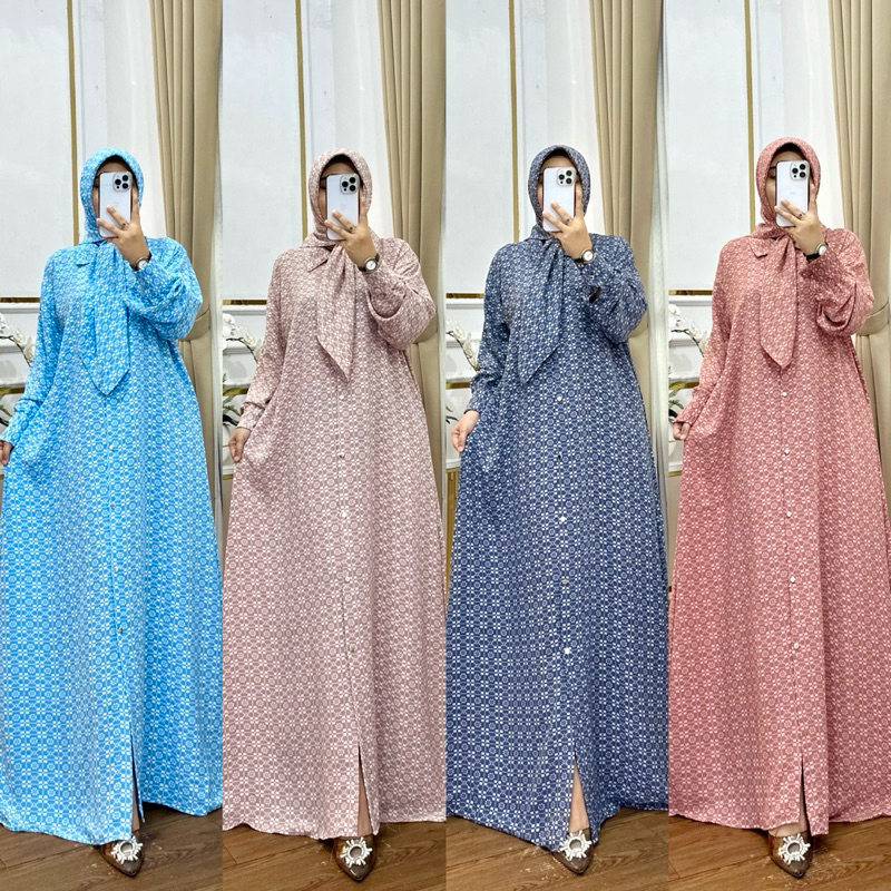 Jual GAMIS SET HIJAB MOTIF MONOKROM | Shopee Indonesia