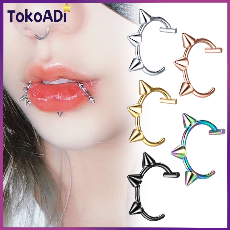 Jual Klip Bibir Berbentuk Punk Kerucut Spike / Stainless Steel Spike ...