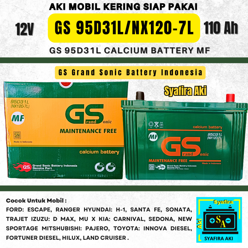 Jual AKI MOBIL TOYOTA LAND CRUISER 105D31L / 95D31L / NX120-7L GS MF | Shopee Indonesia