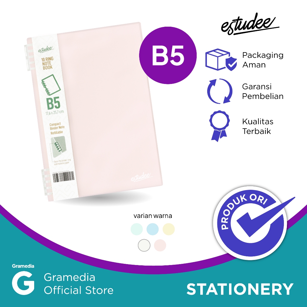 Jual Estudee 10Ring Notebook B5 Cotton Pink | Shopee Indonesia