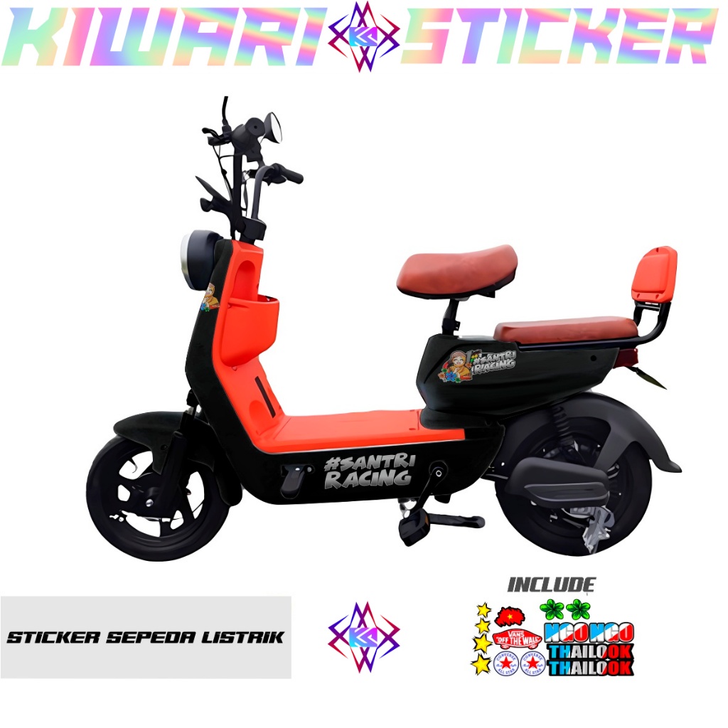 Jual STIKER MOTOR LISTRIK / VARIASI SEPEDA LISTRIK / MOTIF SANTRI ...