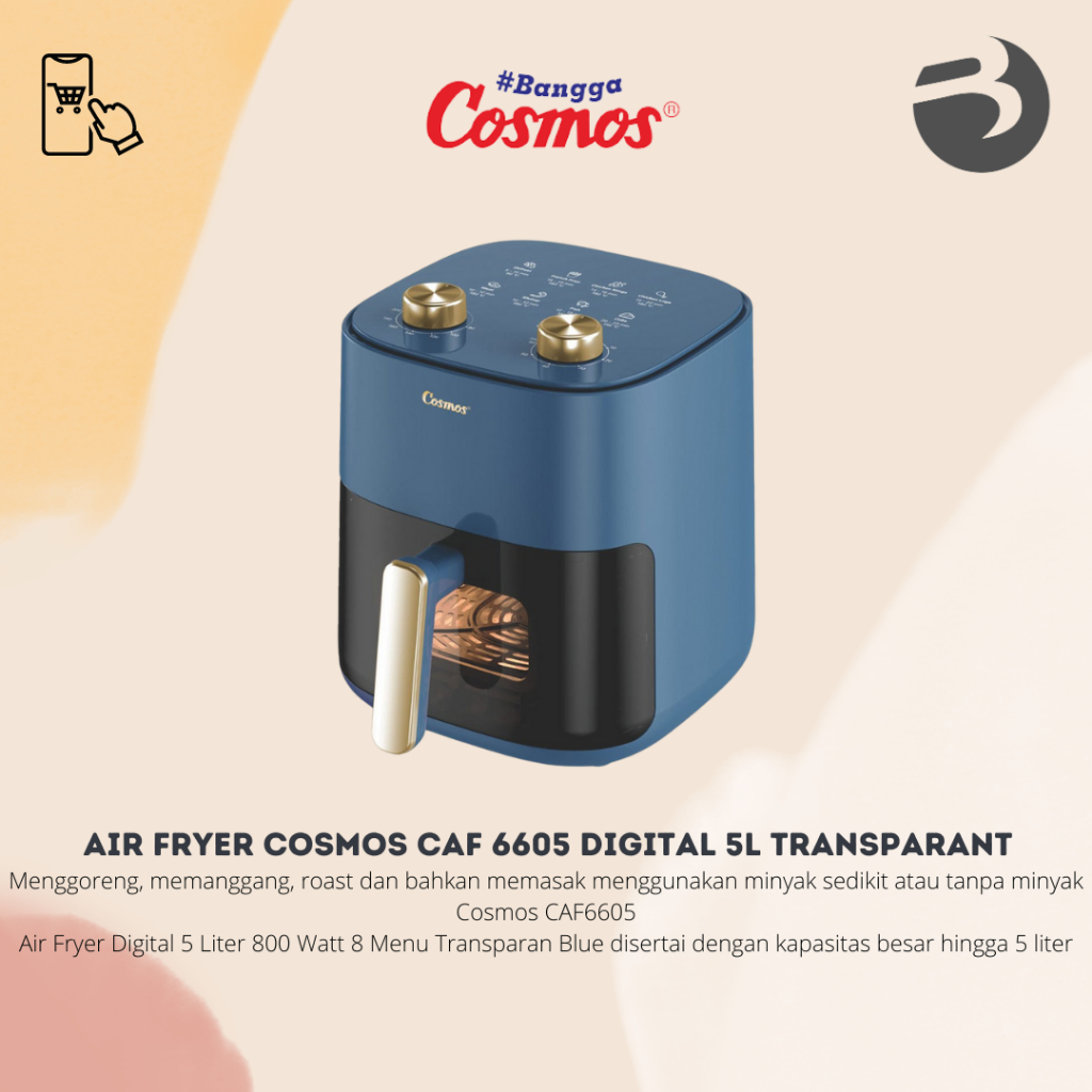Jual AIR FRYER COSMOS CAF 6605 DIGITAL 5L TRANSPARANT 800WATT | Shopee ...