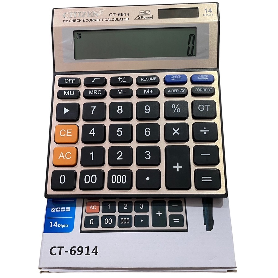 Jual Kalkulator jumbo CT-6914 14 DIGIT Dual Power Tenaga Surya BONUS ...