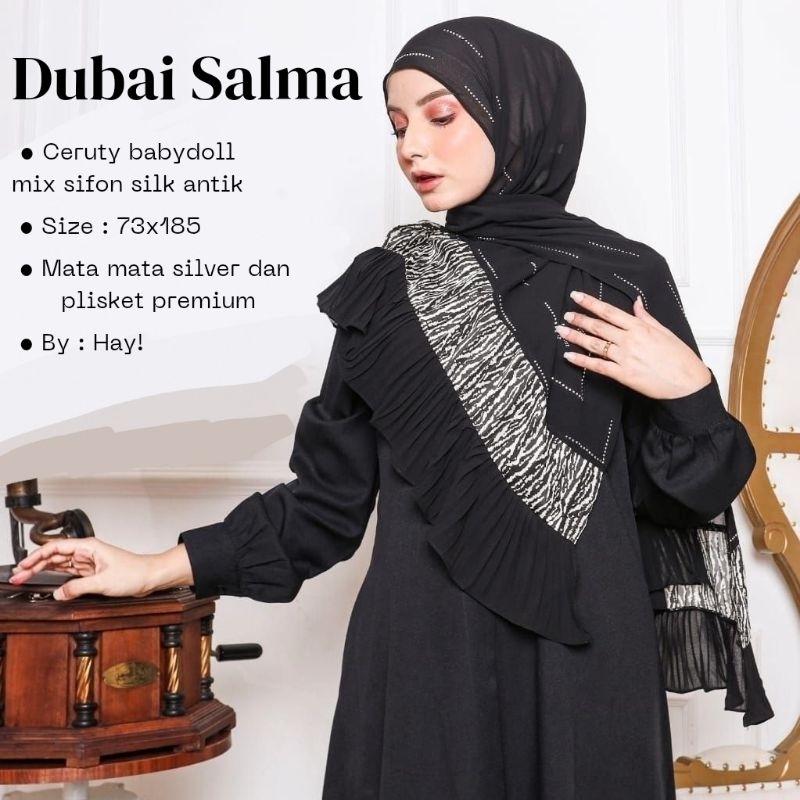 Jual Pashmina hijab Dubai NEW Salma Special warna hitam plisket COD ...