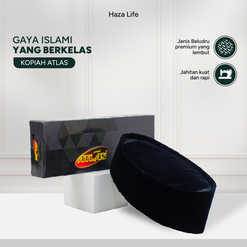 Jual Peci Atlas Super Kopiah Hitam Songkok Perlengkapan Sholat Pria ...