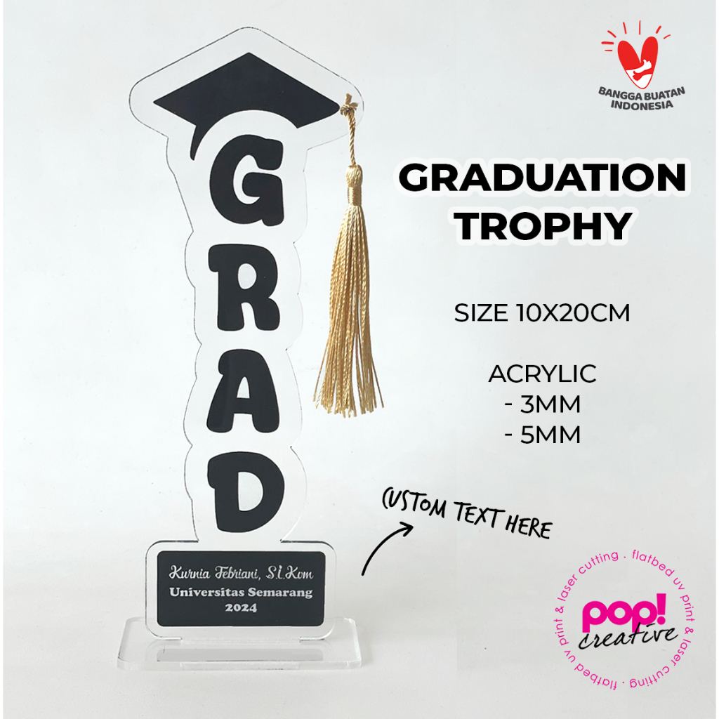 Jual GRAD Trophy Akrilik Piala Wisuda Custom Graduation | Shopee Indonesia