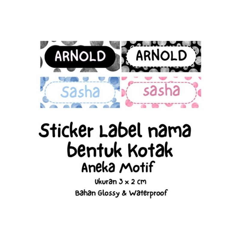 Jual Sticker Label Nama Aneka warna Motif Bubble 24 pcs/pack | Shopee ...