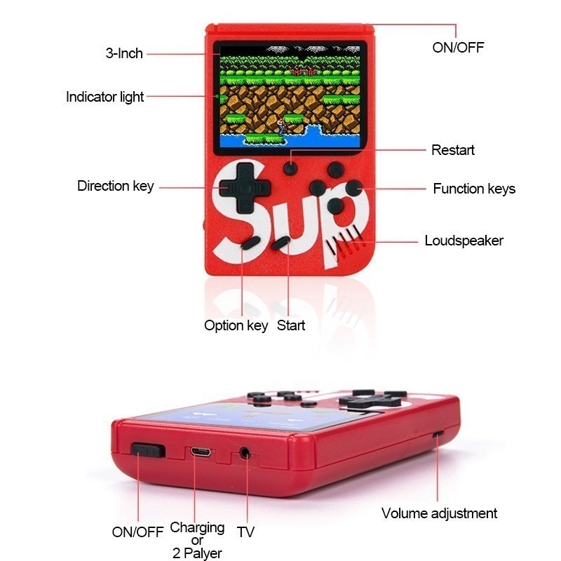 Jual Gameboy Player Retro Mini 400 in 1 SUP Game Box Portable Game Boy ...
