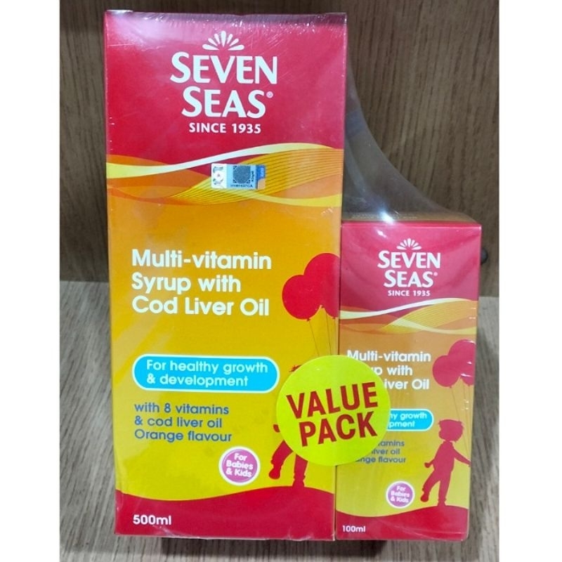 Jual seven seas minyak ikan cod liver oil vitamin Syrup 500ml +100ml ...