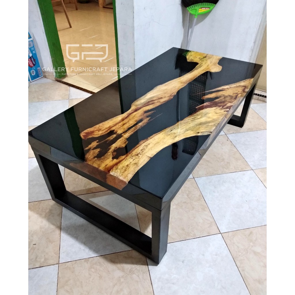 Jual Meja Tamu Resin Kayu Tamarind 140x70x45 tebal 5cm | Shopee Indonesia