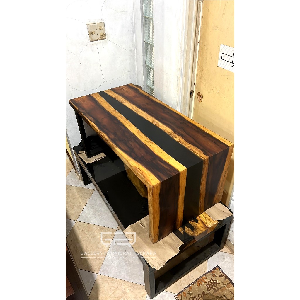 Jual Meja Tamu Resin Kayu Sonokeling 120x60x45 tebal 4cm | Shopee Indonesia