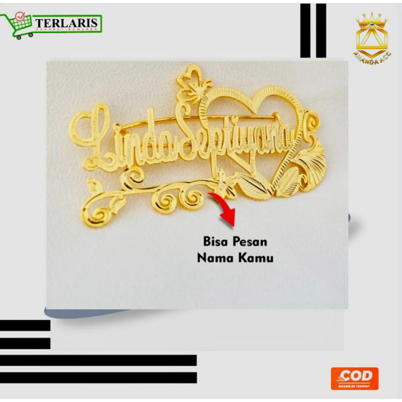 Jual bros nama lapis emas,bros nama model terbaru pin nama FULL Variasi ...