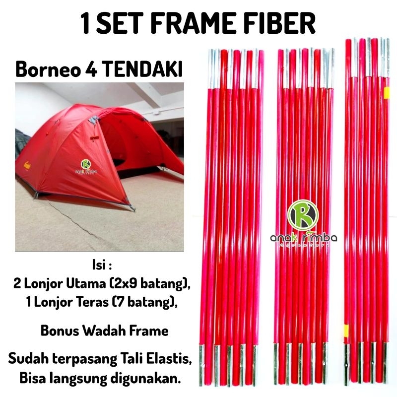 Jual FRAME FIBER BORNEO 4 MERAH TENDAKI ORIGINAL KAPASITAS 4 PERLONJOR ...