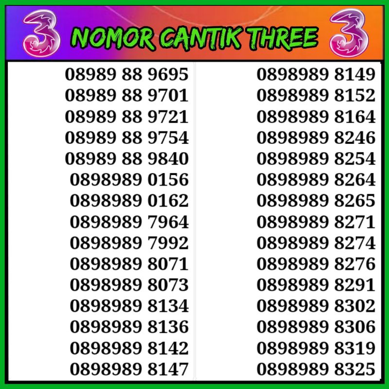 Jual kartu perdana three nomor cantik tri | Shopee Indonesia