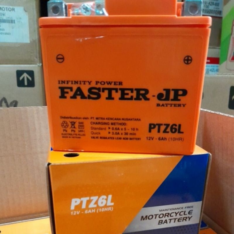 Jual BATTERY AKI MOTOR NMAX VARIO VESPA MATIC FASTER JP PTZ6L 12V-6Ah ...