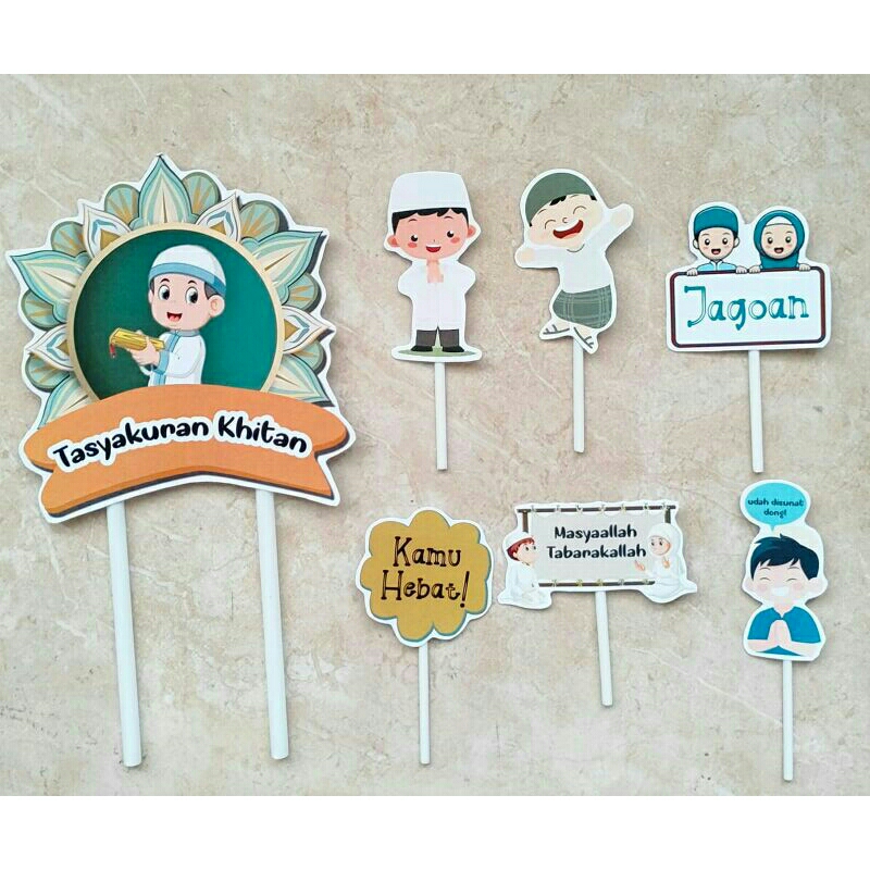 Jual dekorasi kue cake topper hiasan kue tema tasyakuran khitan sunatan ...