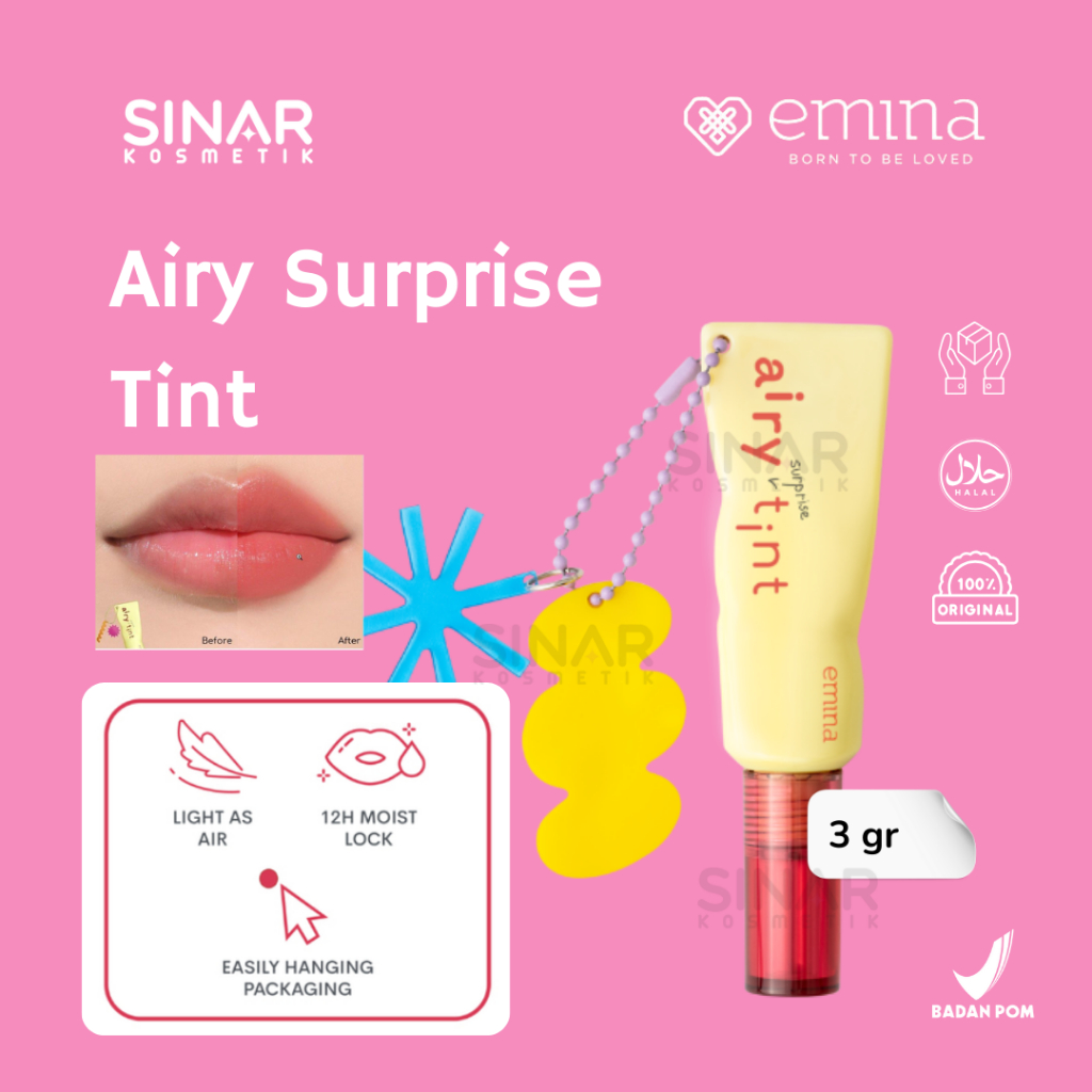Jual Emina Airy Surprise Tint 3g / Long Lasting Tint - Lip Tint Longlasting Ringan Tahan ( NO ...