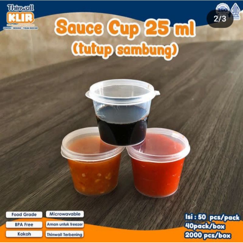 Jual Sauce Cup 25ml Tutup sambung / Tempat Saos Plastik 25ml merk ...