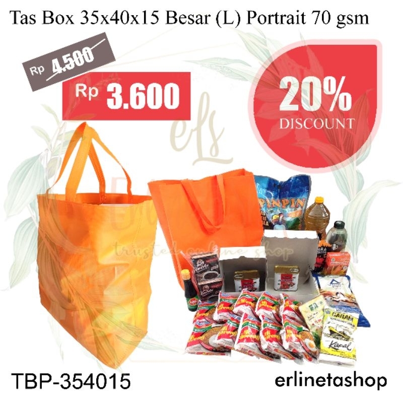 Jual Tas Box 35x40x15 Besar (L) Portrait kain spunbond 70 gsm REAL ...