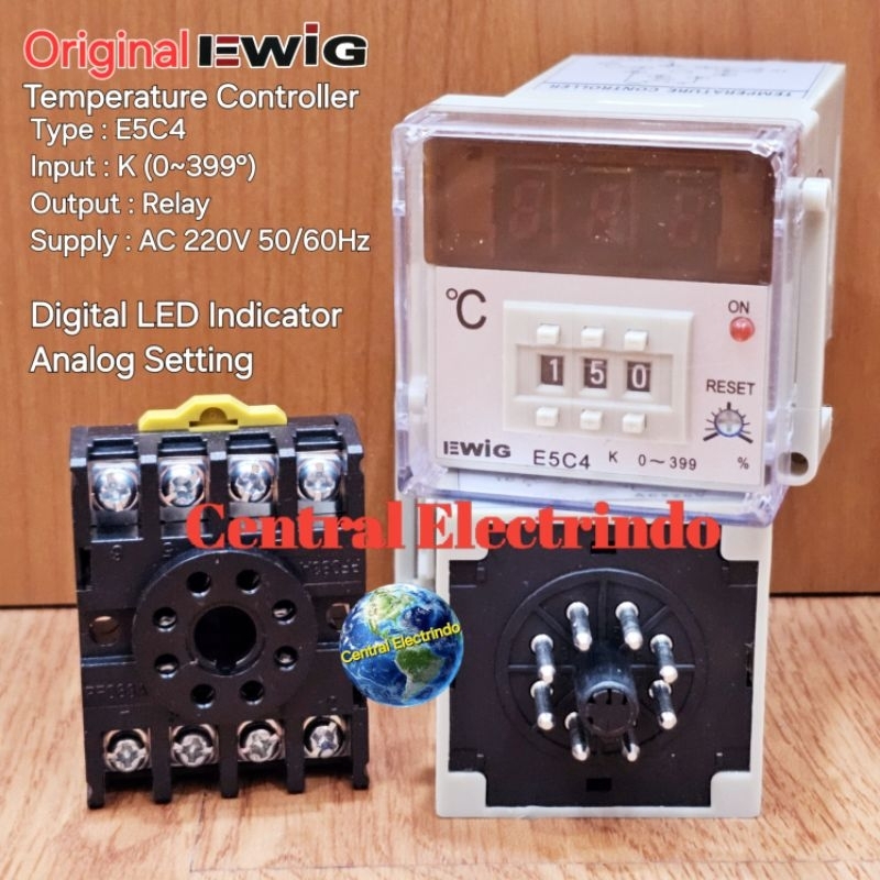 Jual Temperature Controller/Thermo Control EWIG E5C4 AC 220V + Socket 8 ...