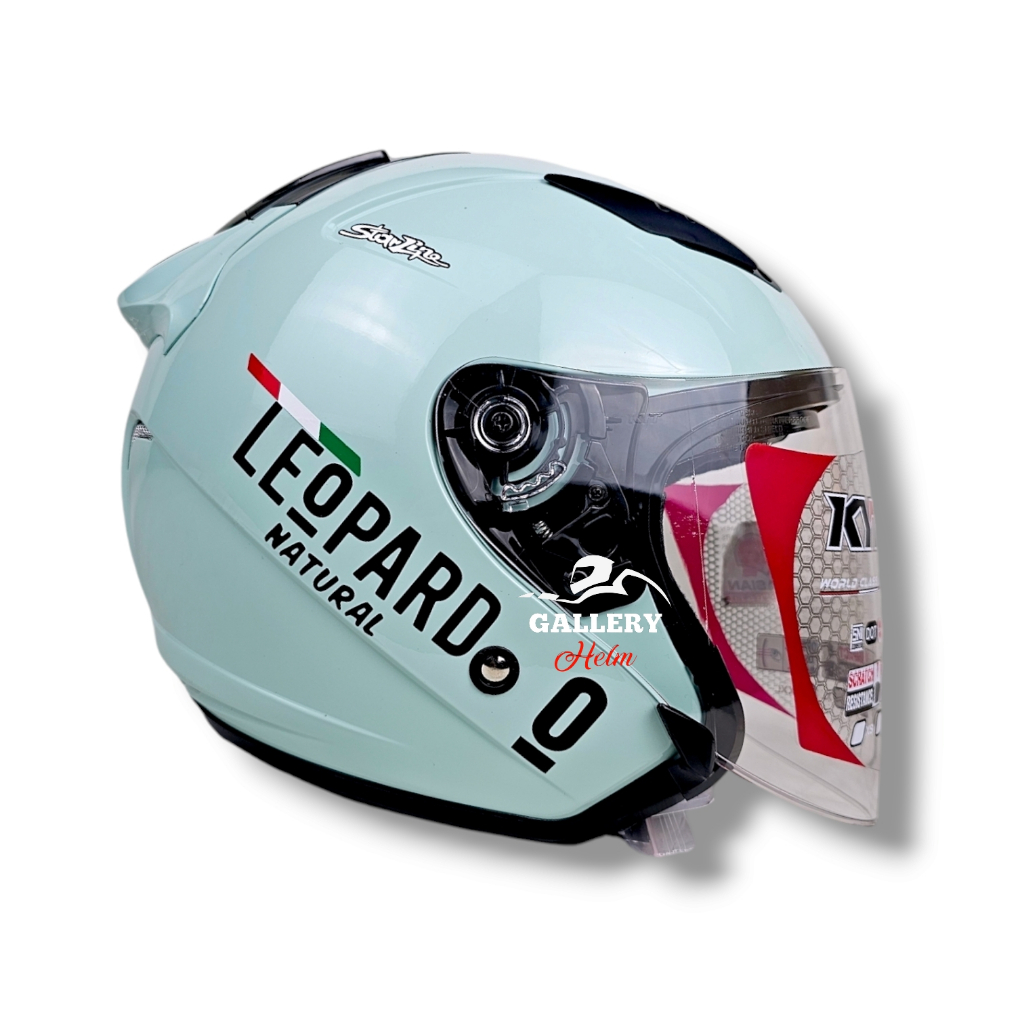 Jual Kyt Galaxy Flat R Sage Green Leopard / Helm Kyt Half Face | Shopee ...