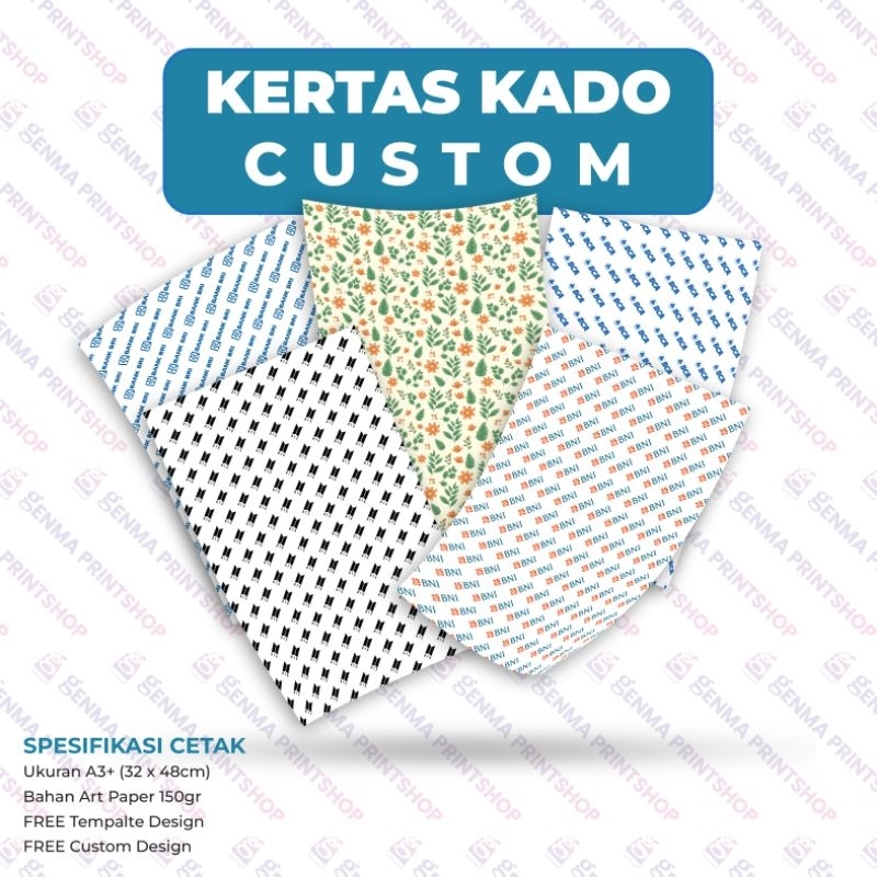 Jual KERTAS KADO CUSTOM GENMAPRINTSHOP FREE TEMPLATE DESIGN | Shopee ...