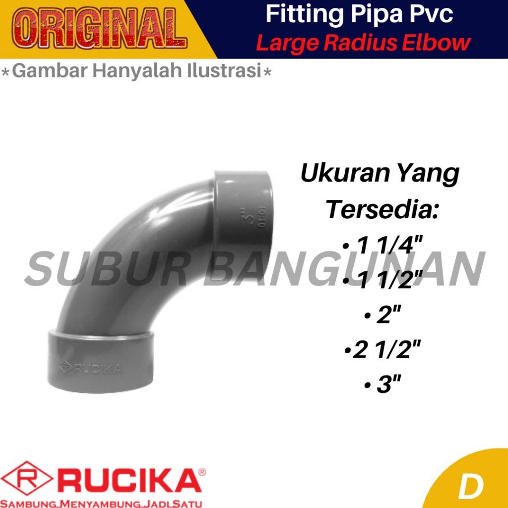 Jual Sambungan Pipa D Rucika Large Radius Elbow Long Elbow | Shopee Indonesia