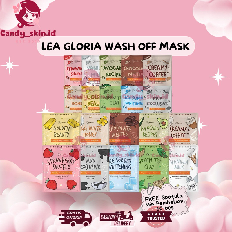 Jual (BPOM)(Free Spatula Min 10Pcs)(10gr & 20gr) Lea Gloria Wash Off Mask | Lea Gloria Travel ...