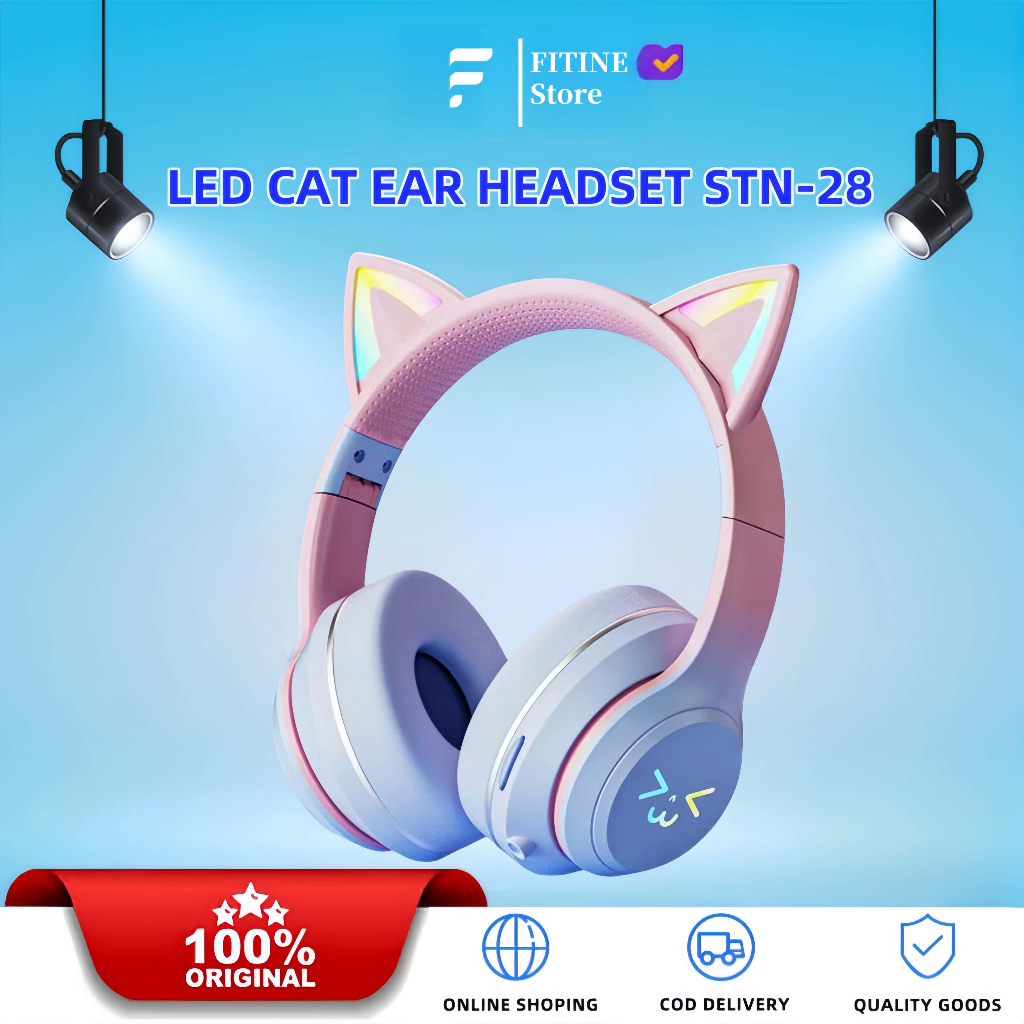 Jual FITINE Ikat Kepala Macaron Headset Bluetooth Baru P47m STN-28 Desain Telinga Kucing Desain ...