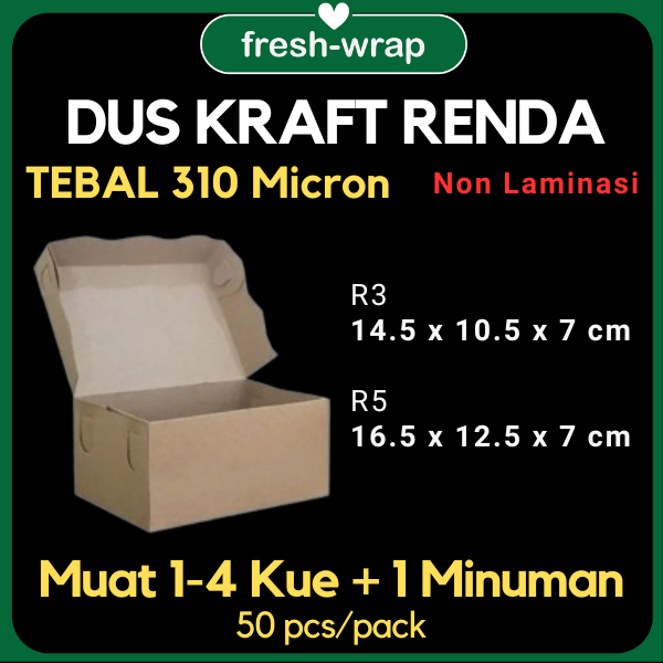 Jual Snack Box Kraft Renda R3 dan R5 TEBAL 310 Gsm Muat 1-4 Kue dan 1 ...