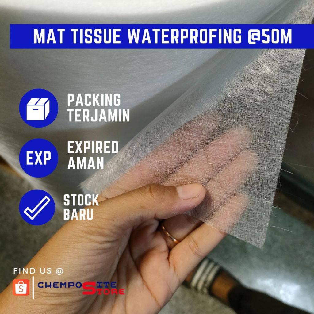 Jual Serat mat tisu pelapis anti bocor @50m - fiberglas mat tissue ...