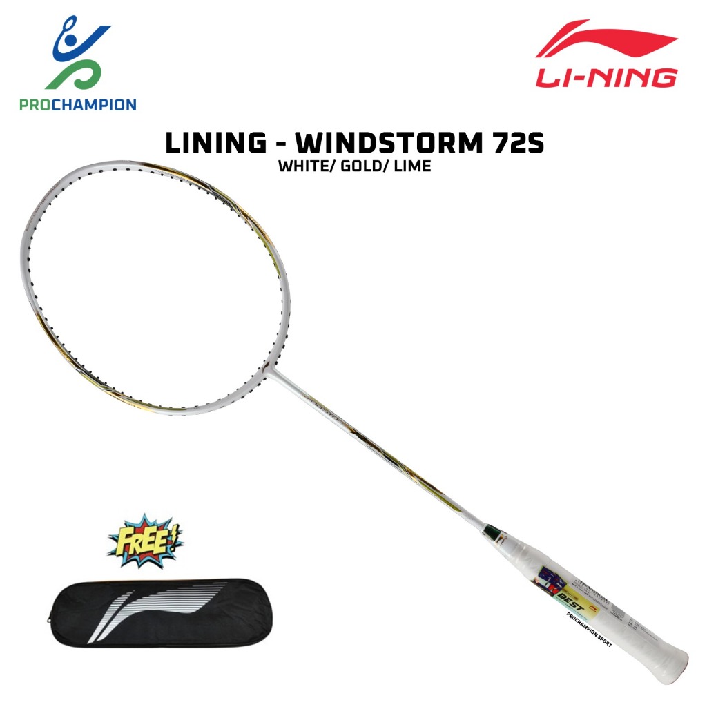 Jual New Raket Badminton LINING WINDSTORM 72 S / 72S / WS72S White Lime ...
