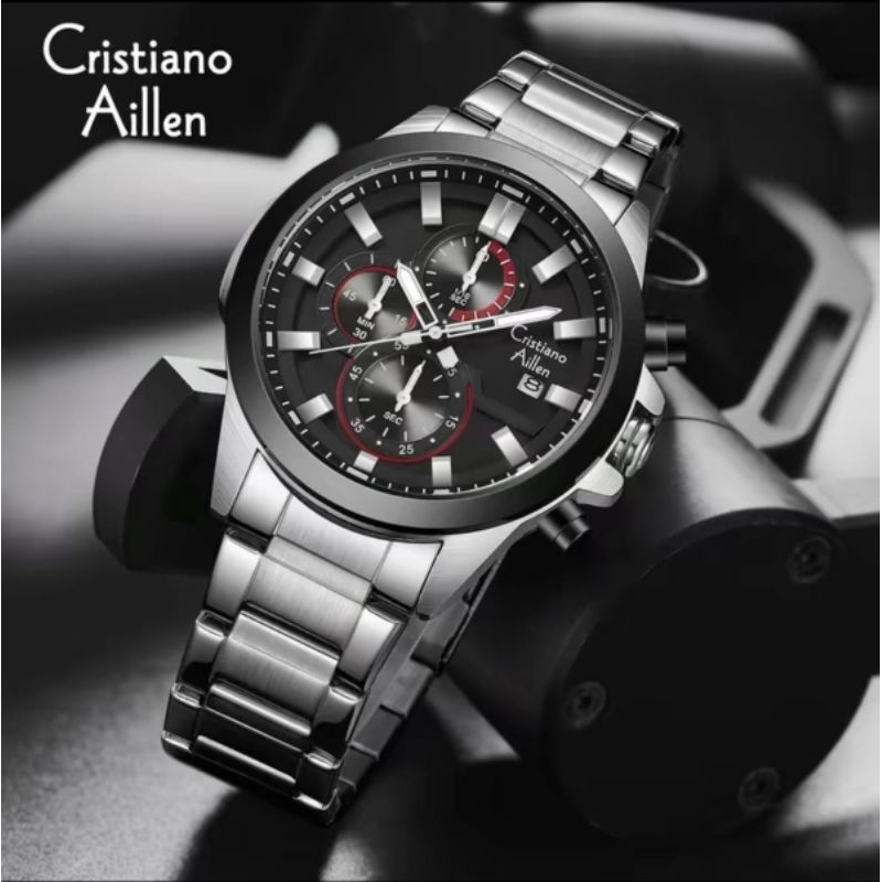 Jual Jam tangan pria Cristiano Aillen Analog 8892 Stainless Chronograph ...