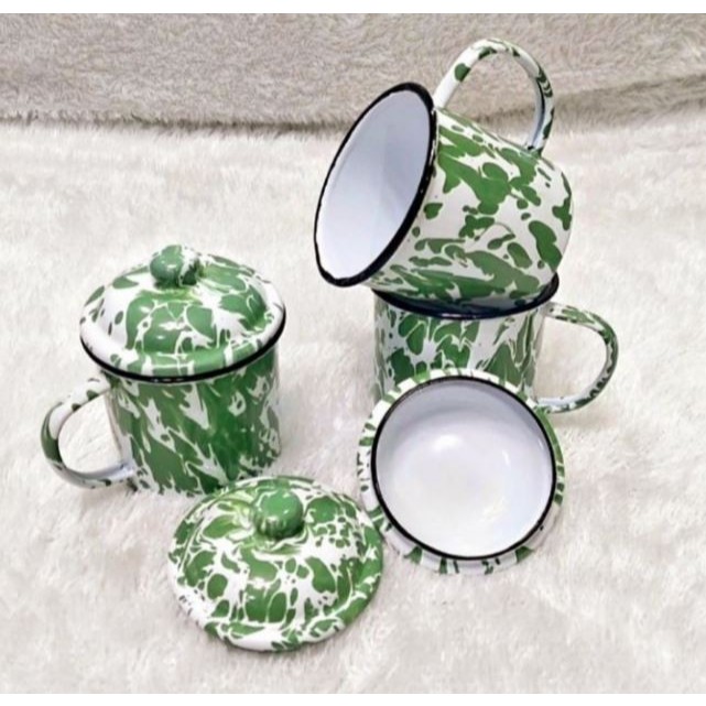 Jual Mug Enamel + Tutup Motif Blirik / Gelas Jadul Brilik 8 cm Isi 12 ...
