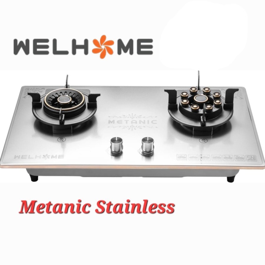 Jual Welhome Kompor Gas Tanam Material Metanic Stainless 2 Tungku Meja ...