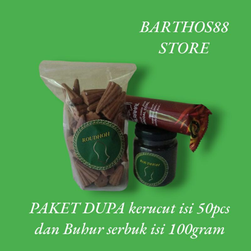 Jual PAKET Buhur kerucut isi 50pcs dan Buhur serbuk isi 100gram free ...