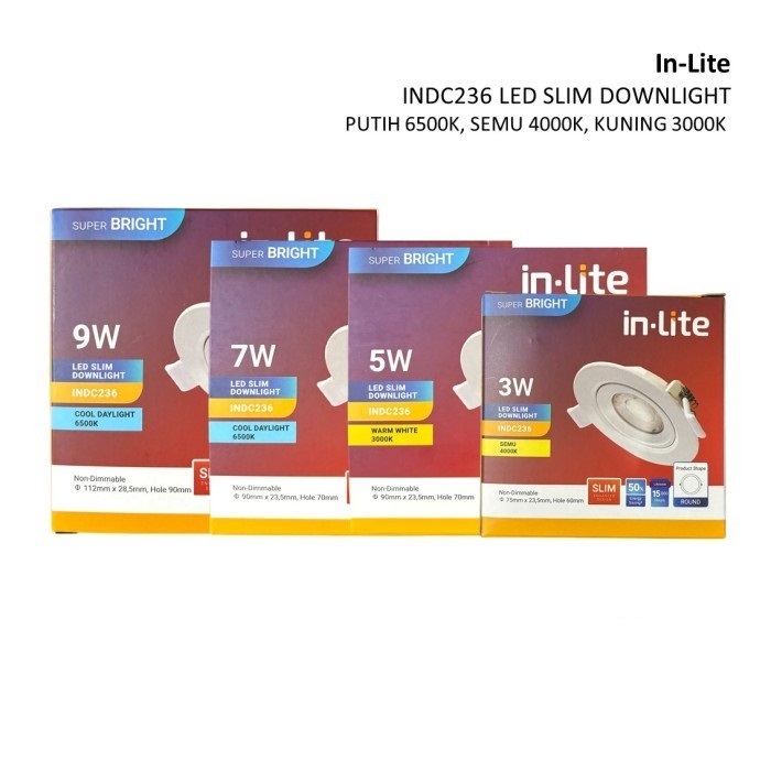 Jual Lampu Spotlight Plafon LED Inlite INDC236 3W 5W 7W 9W Mini ...