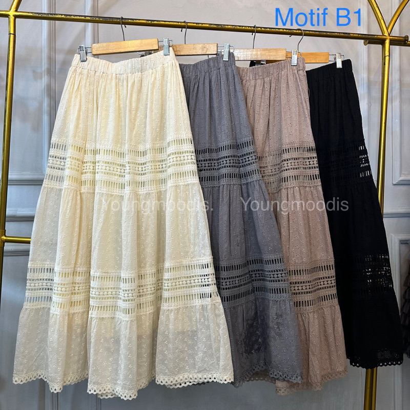 Jual youngmoodis maxi skirt rok panjang katun bordir katbol lace ...