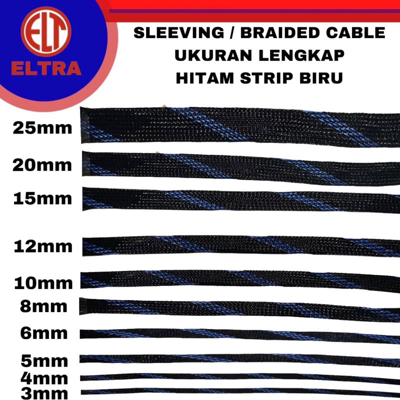 Jual Sleeving sleeve BIRU MIX HITAM braided cable kabel jala selongsong ...