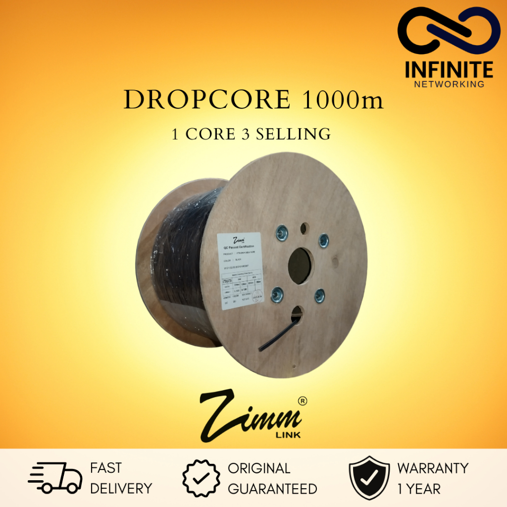 Jual ZIMMLINK Dropcore Cable Fiber Optical 1 Core 3 Seling 1000 Meter ...