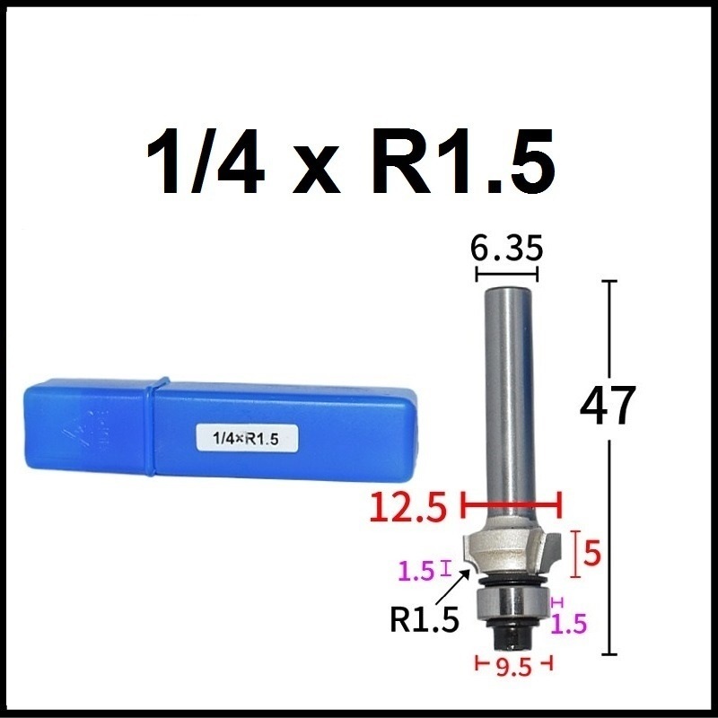 Jual Mata Profil Mata Router Edging Bit 1/4" profile R1 (1mm) R1.5 (1 ...
