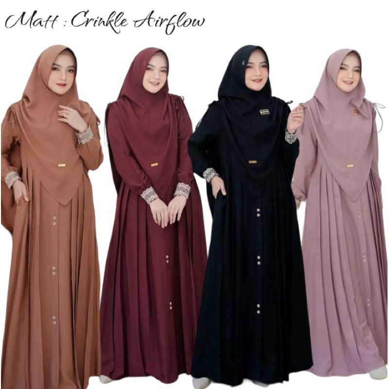 Jual ( HARGA GROSIR ) MAWADAH GAMIS SYARI SET HIJAB SERUT BAHAN CRINKLE ...