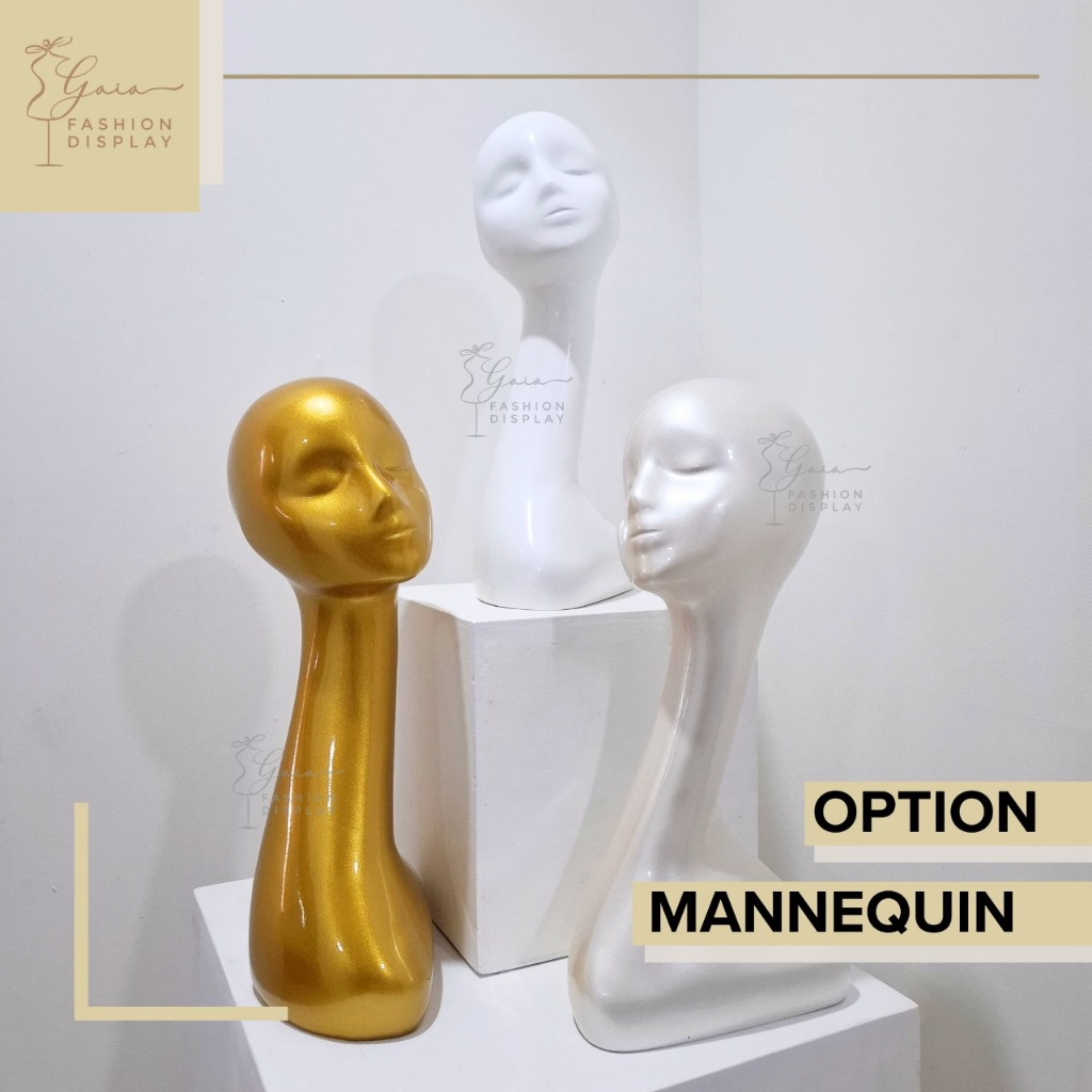 Jual Manekin Kepala Fiber Mutiara Putih Gold Manekin Hijab Jilbab Syal ...