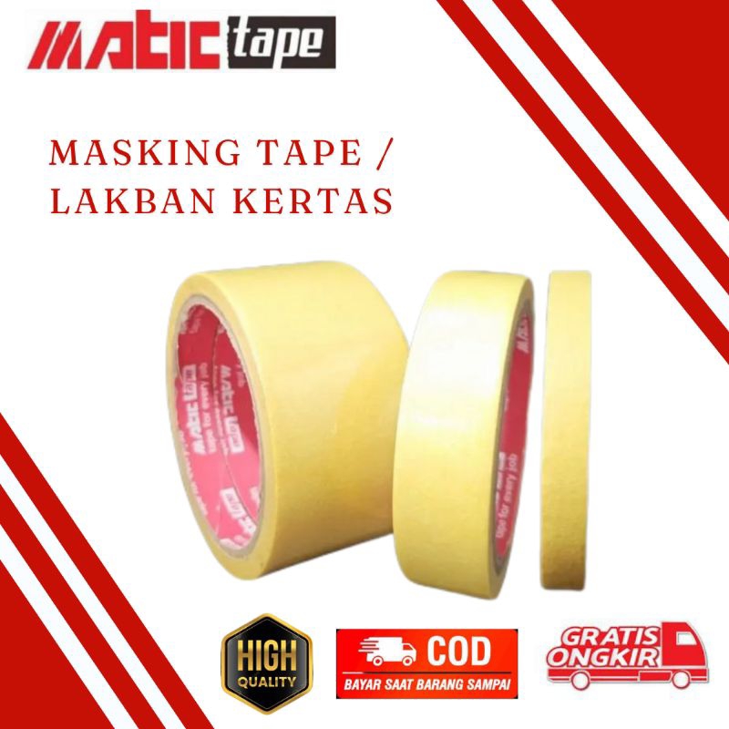 Jual MASKING TAPE MATIC/LAKBAN KERTAS KUNING | Shopee Indonesia