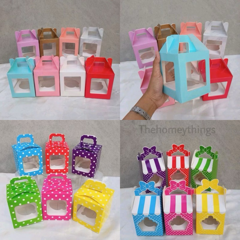 Jual BOX CUPCAKE SATUAN POLOS / POLKADOT DENGAN LAMINASI DUS CUPCAKE ...