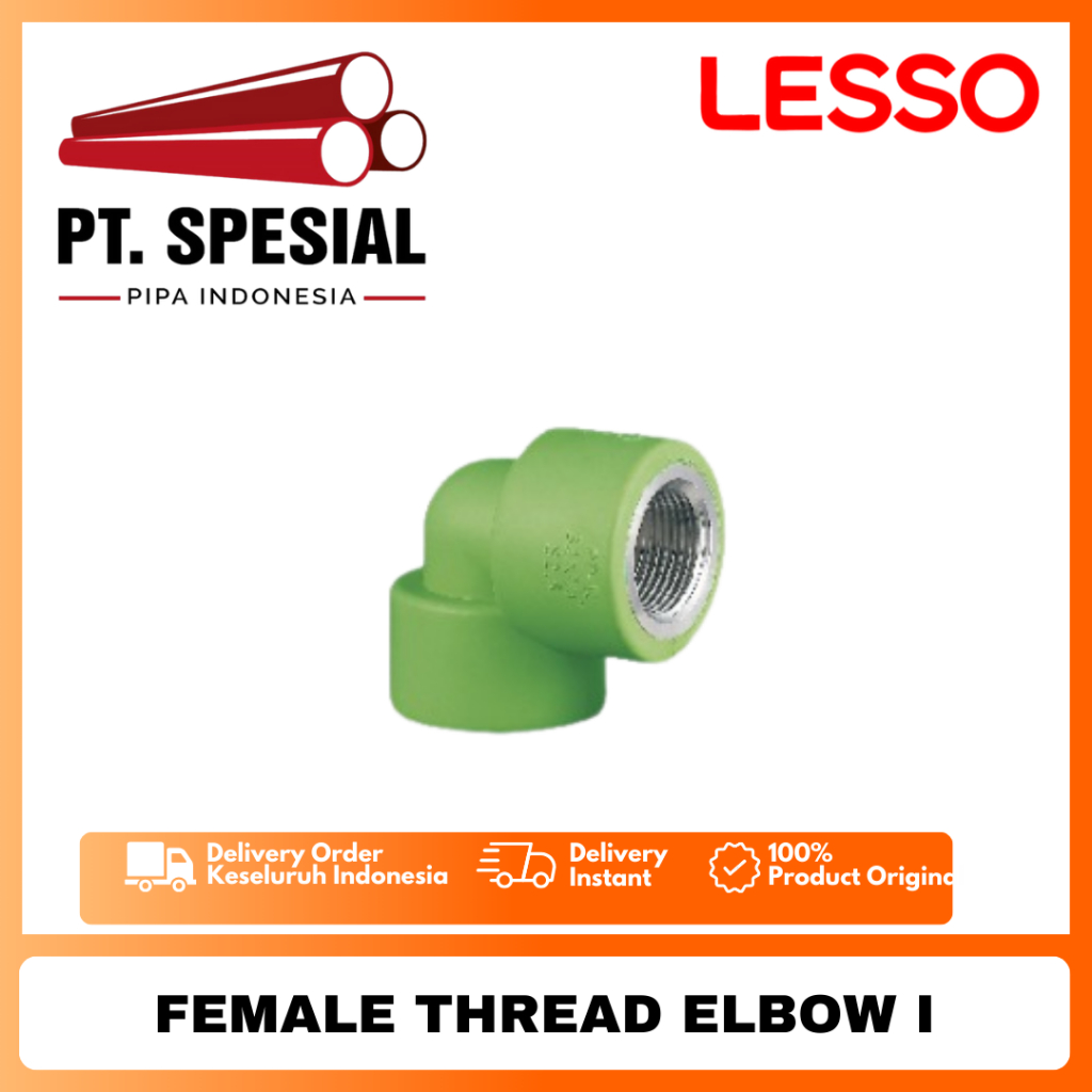 Jual Knee Drat Dalam PPR Lesso DN32 × 1/2" / KDD PPR Lesso / Female Thread Elbow I PPR - 10 ...