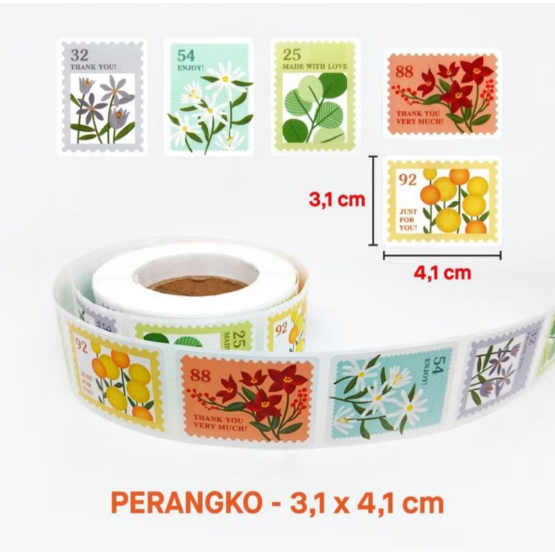 Jual Sticker Label Terima Kasih/Thank You Model Perangko Ukuran Besar ...