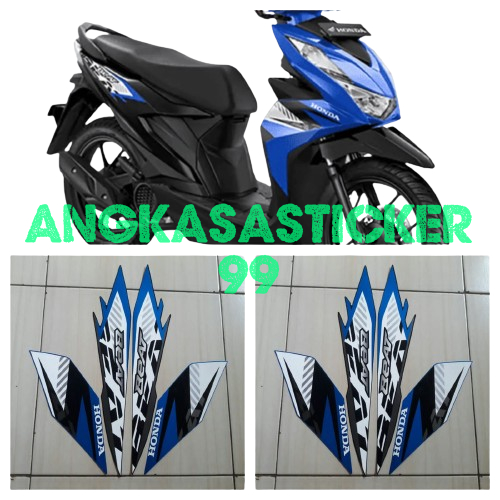 Jual sticker striping body motor honda beat fi 2023 cbs hitam biru ...
