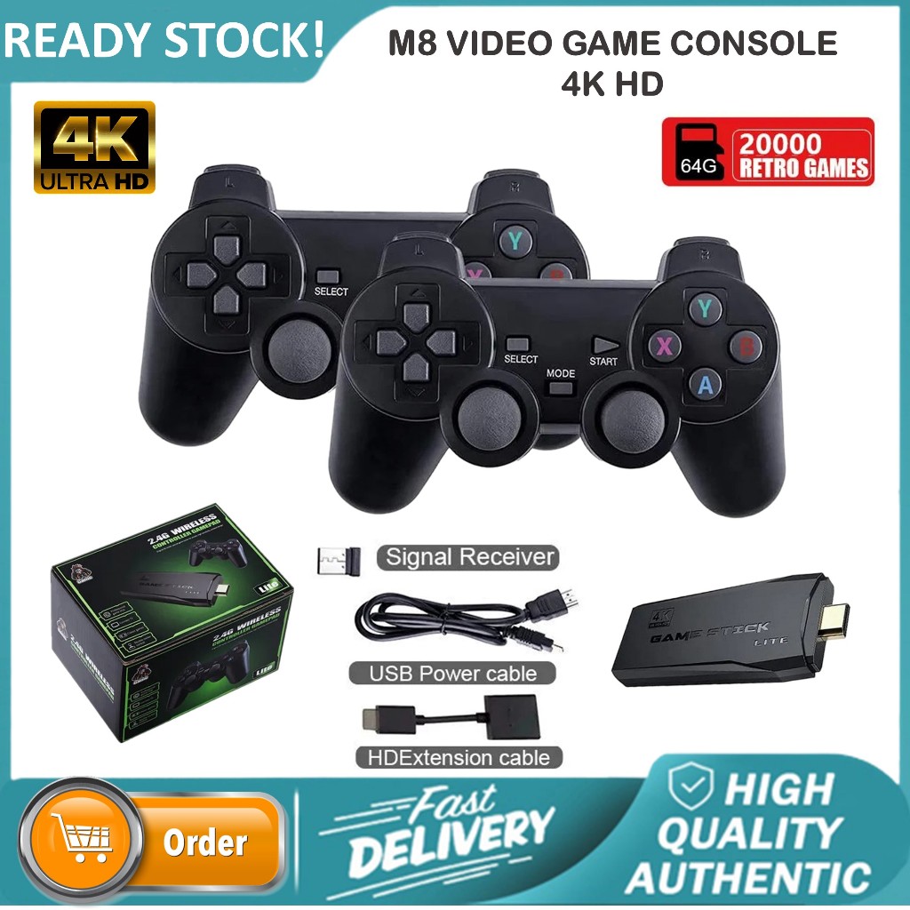 Jual M8 Video Game Console 4K HD 64G Built-In 20000 Games For PS1/FC ...